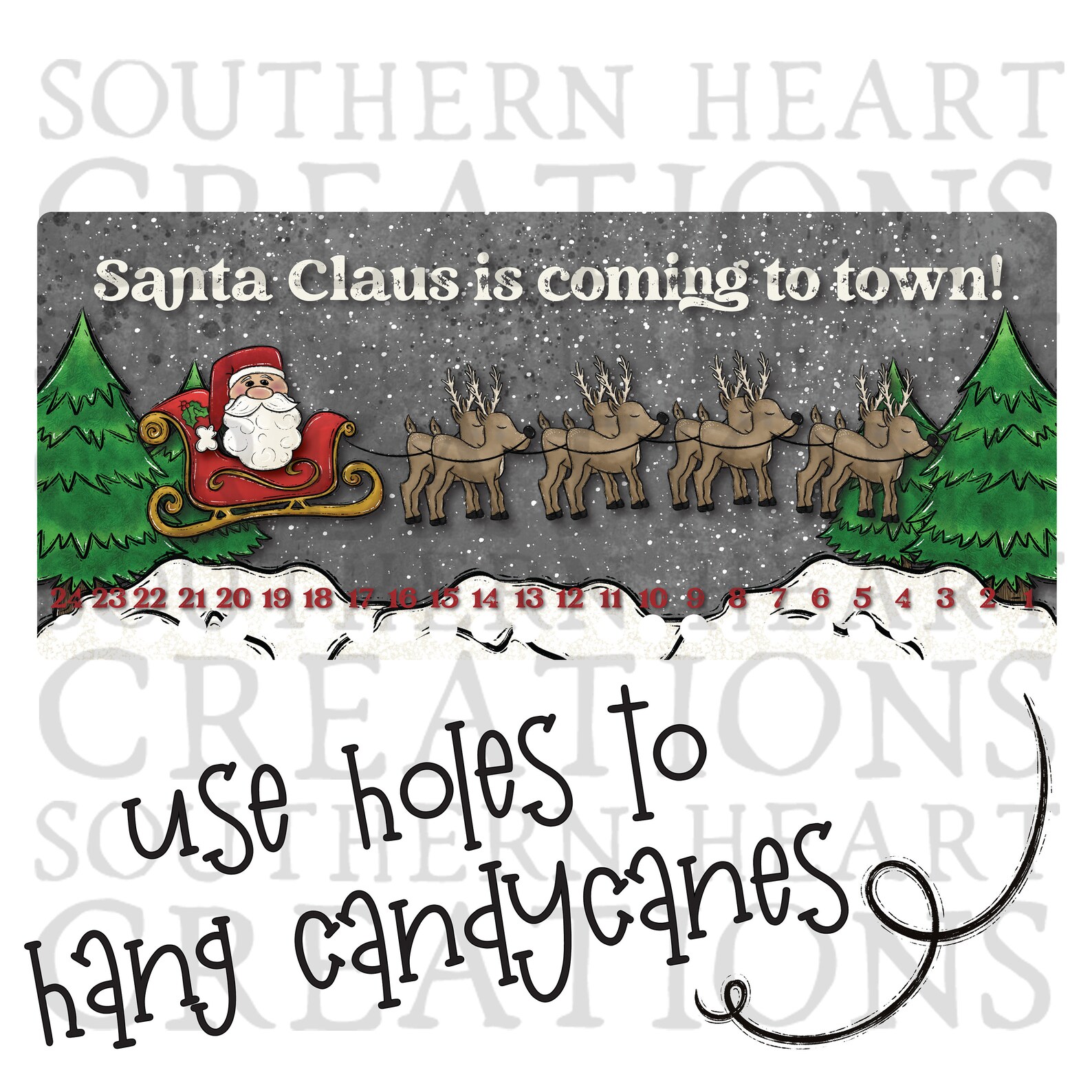 Christmas Candy Cane Countdown Door Hanger PNG Digital File - Etsy