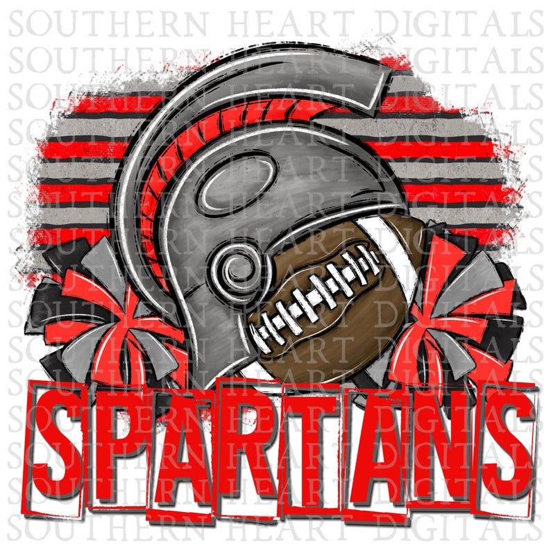 Red and Gray Spartans Football Cheer Combo PNG Digital Download - Etsy