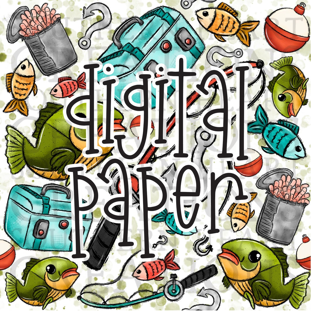 Seamless Fishing Pattern Digital Paper PNG Digital Download - Etsy