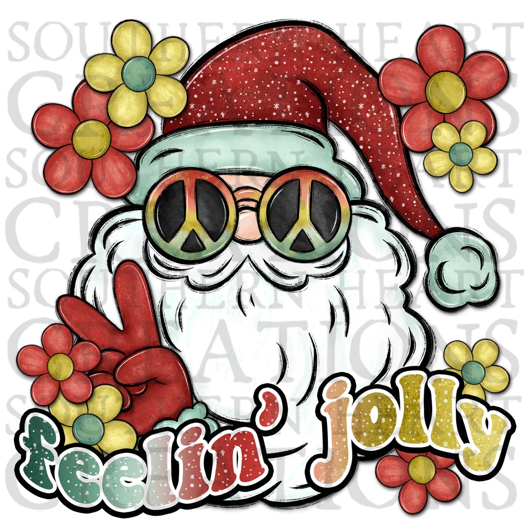 Feelin' Jolly Retro Santa PNG Digital Download File - Etsy