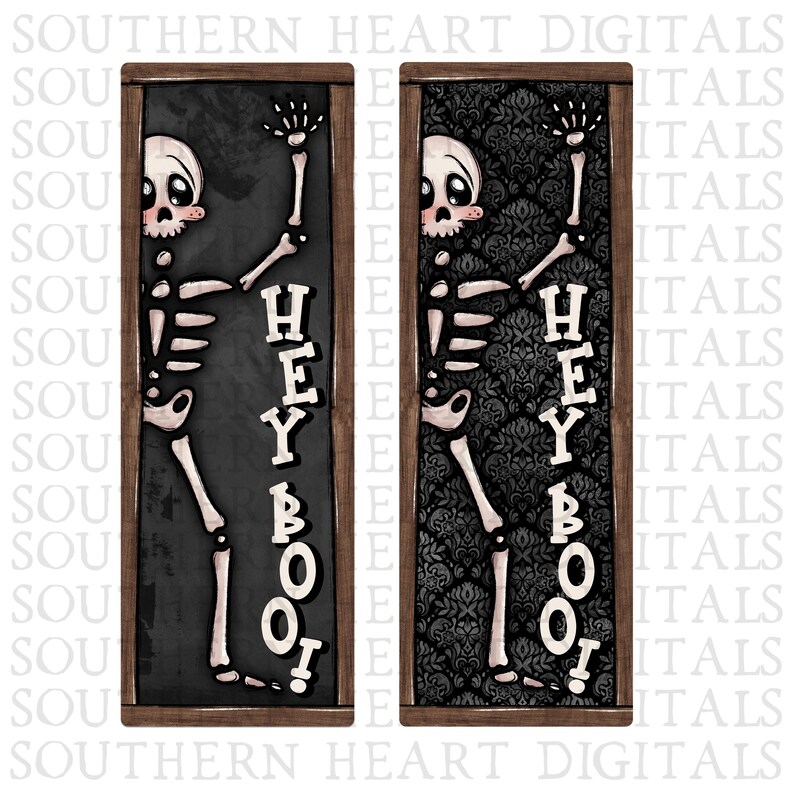 Hey Boo Skeleton Vertical Porch Signs PNG Digital File - Etsy