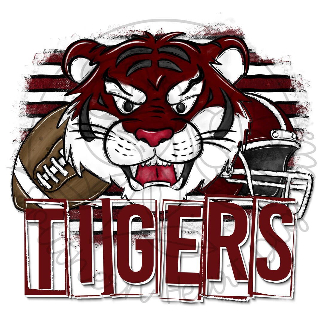 Maroon and White Tigers Football Mascot PNG Digital Download - Etsy