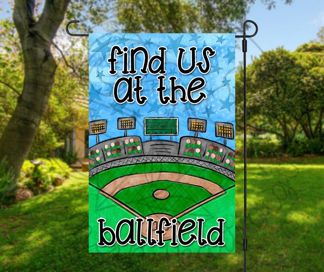 GREEN* Find Us at the Ballfield Baseball Garden Flag PNG Digital ...