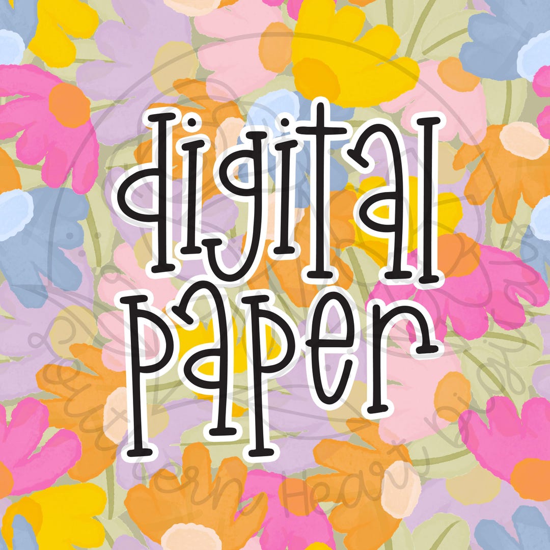Watercolor Floral Doodle Seamless Digital Paper PNG Digital Download - Etsy