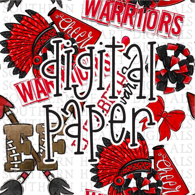 Seamless Warriors Cheer Pattern Digital Paper PNG Digital Download - Etsy
