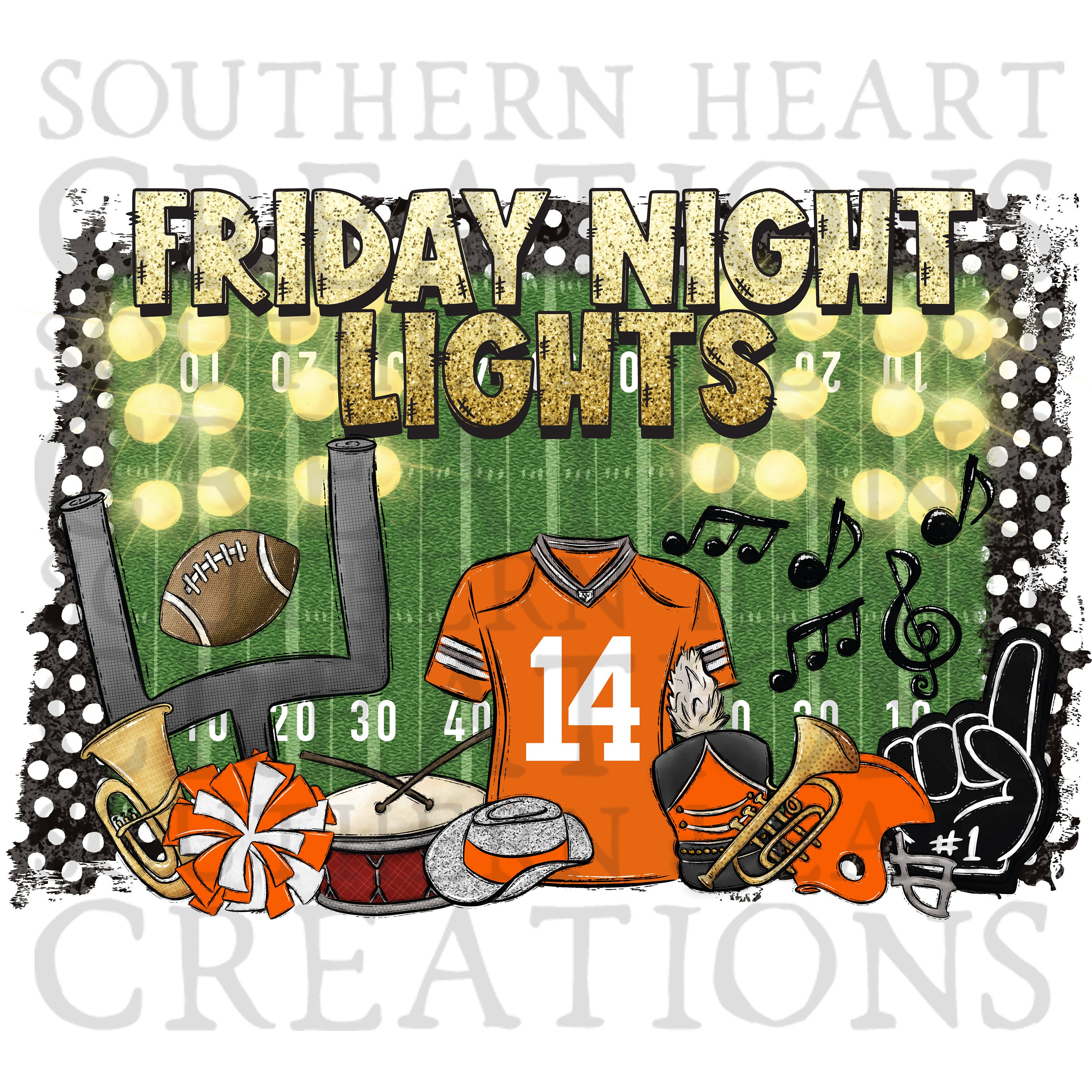 Orange and White Friday Night Lights PNG Digital Download - Etsy