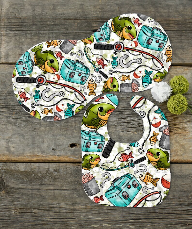 Baby Boy Fishing Bib and Burp Cloth PNG Digital File - Etsy