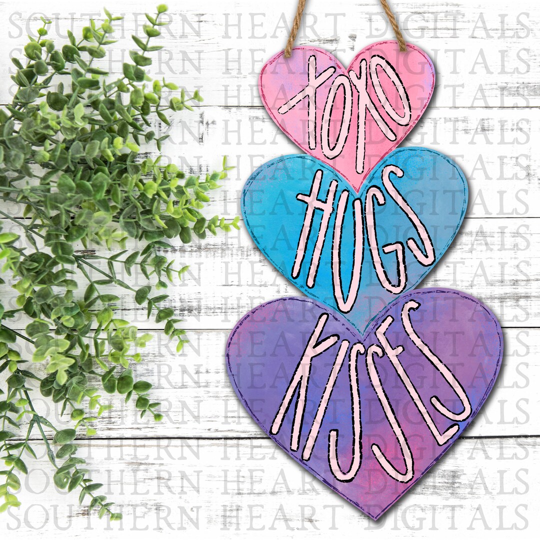 Pastel XOXO Hugs & Kisses Stacked Hearts PNG Digital Download File - Etsy