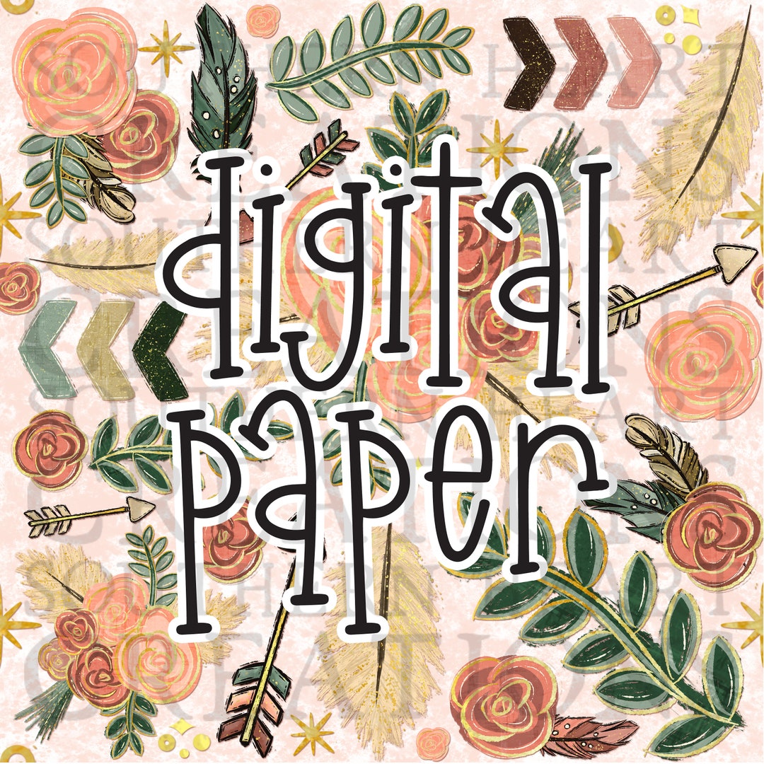 Seamless Boho Floral Pattern Digital Paper PNG Digital Download - Etsy