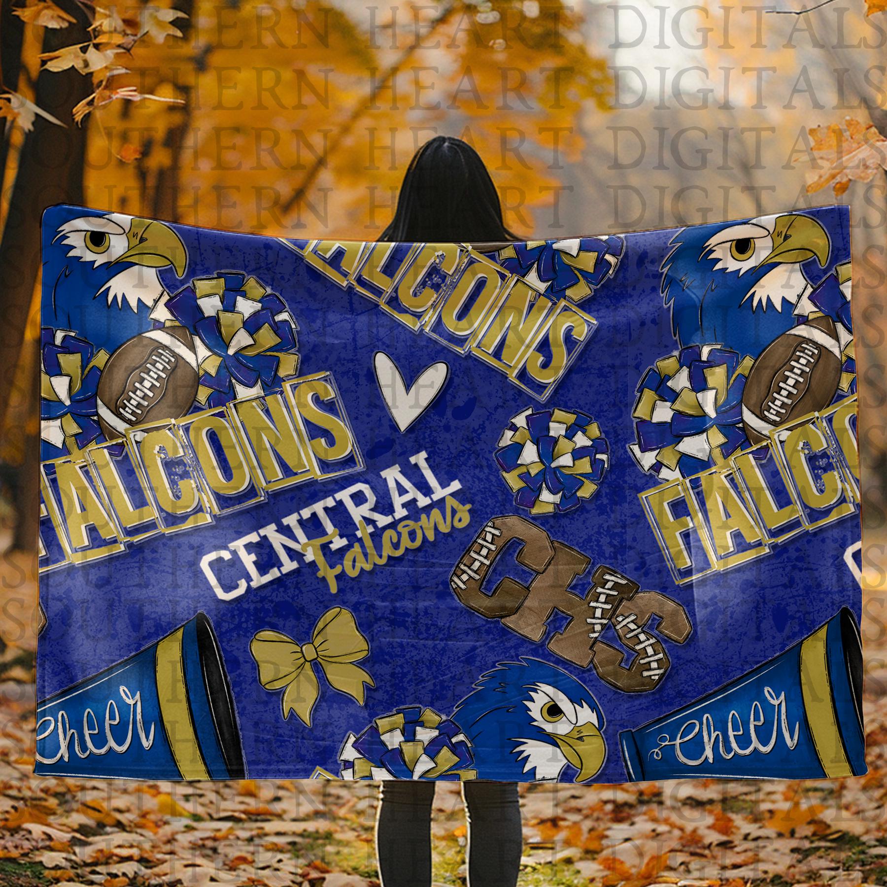 Blue and Gold Seamless Falcons Cheer Pattern Digital Paper PNG Digital ...