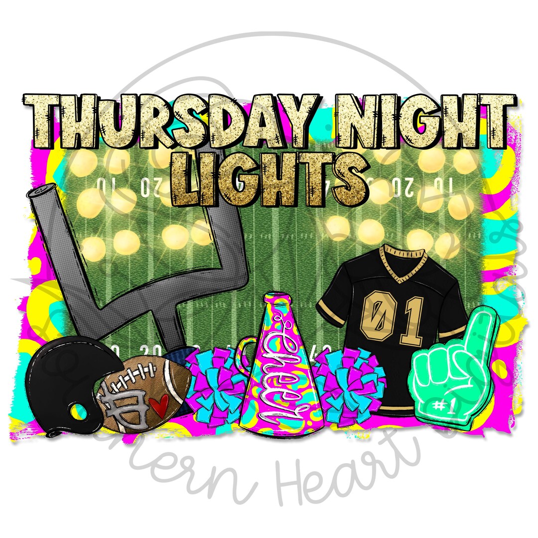Black, Gold and Neon Thursday Night Lights PNG Digital Download - Etsy