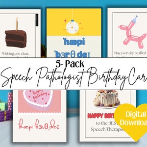 Speech Pathologist Birthday Card Digital Download, 5-pack Speech ...