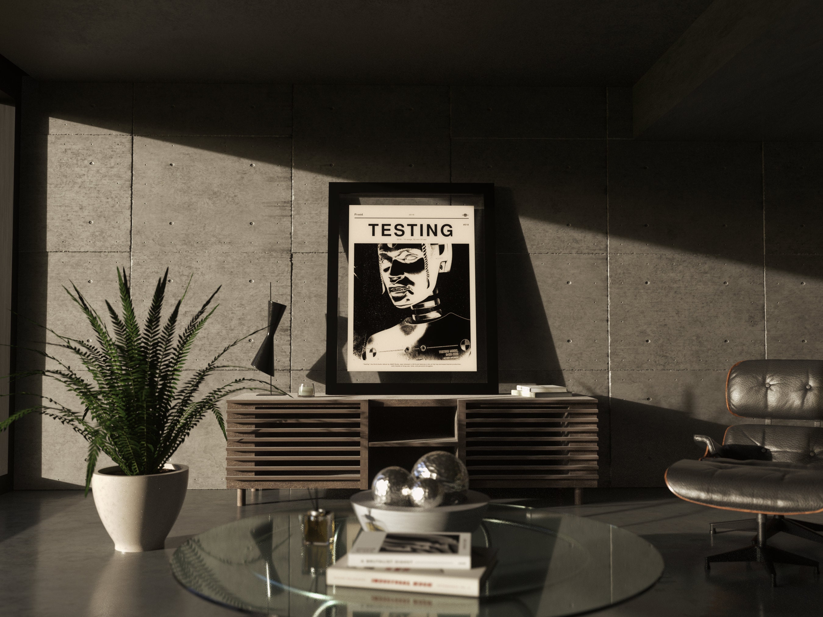 ASAP Rocky testing Album Print, Brutalist & Modern Poster, Mid-century ...