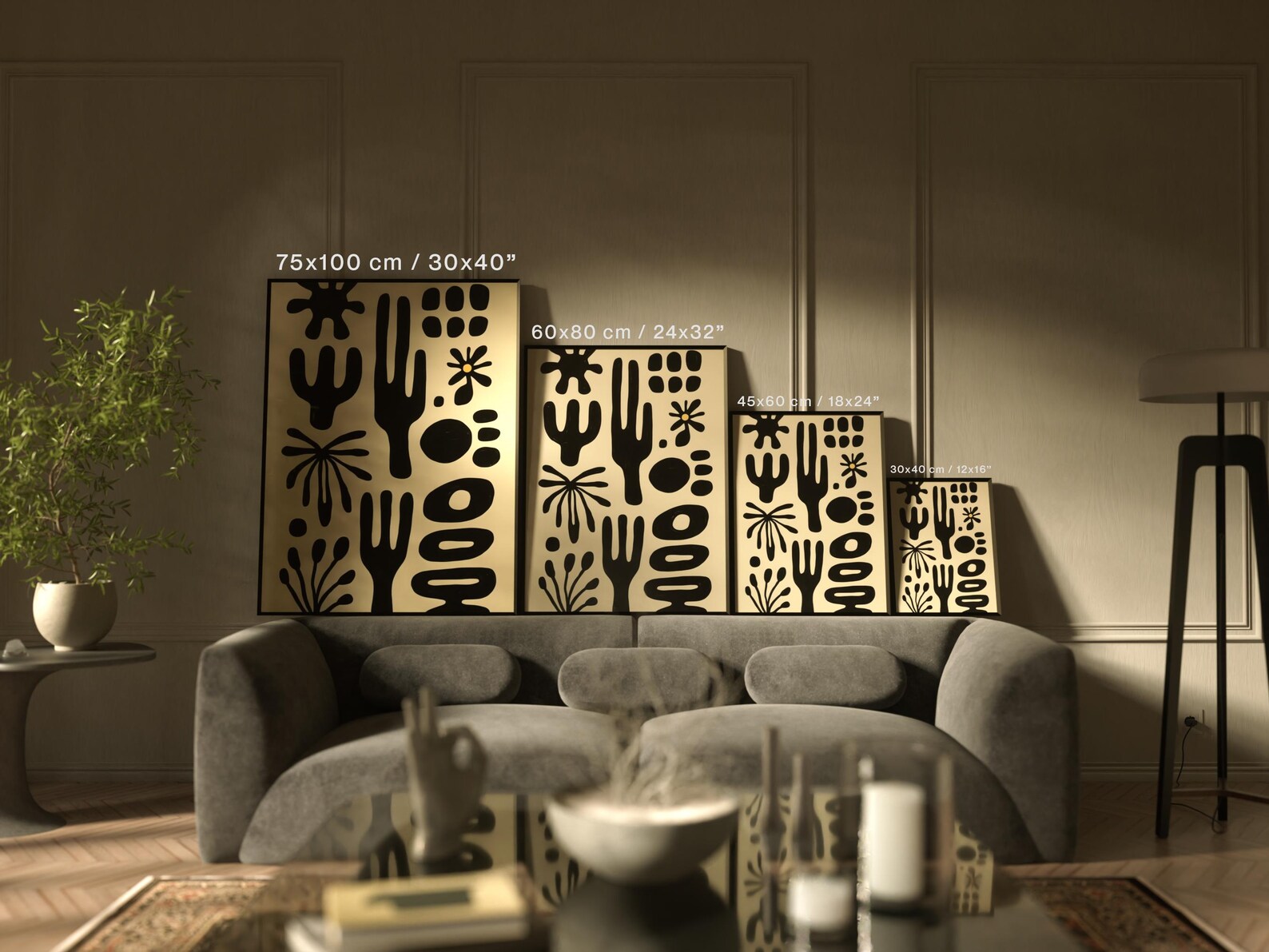 Desert Taxonomy - Modern Botanical Art - Black White Gold Minimalist ...