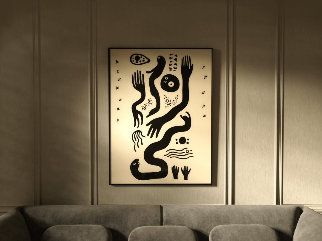 Hidden Creatures - Mystic Black Serpentine Art Print - Modern Folk ...