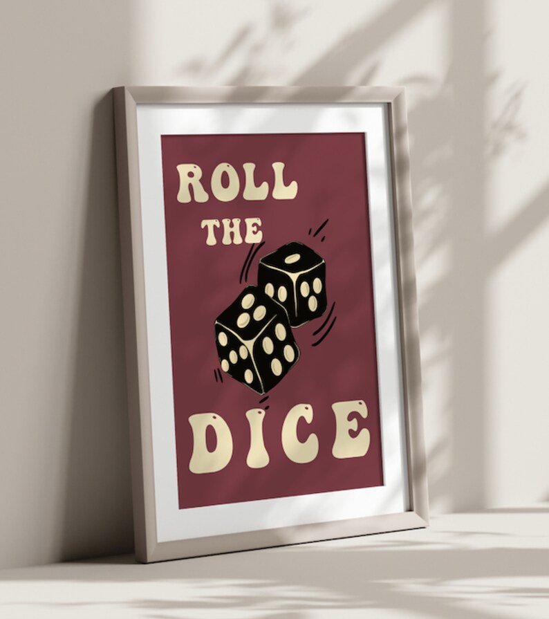 Roll the Dice Vintage Retro Inspired Art Print, Vintage Wall Decor ...