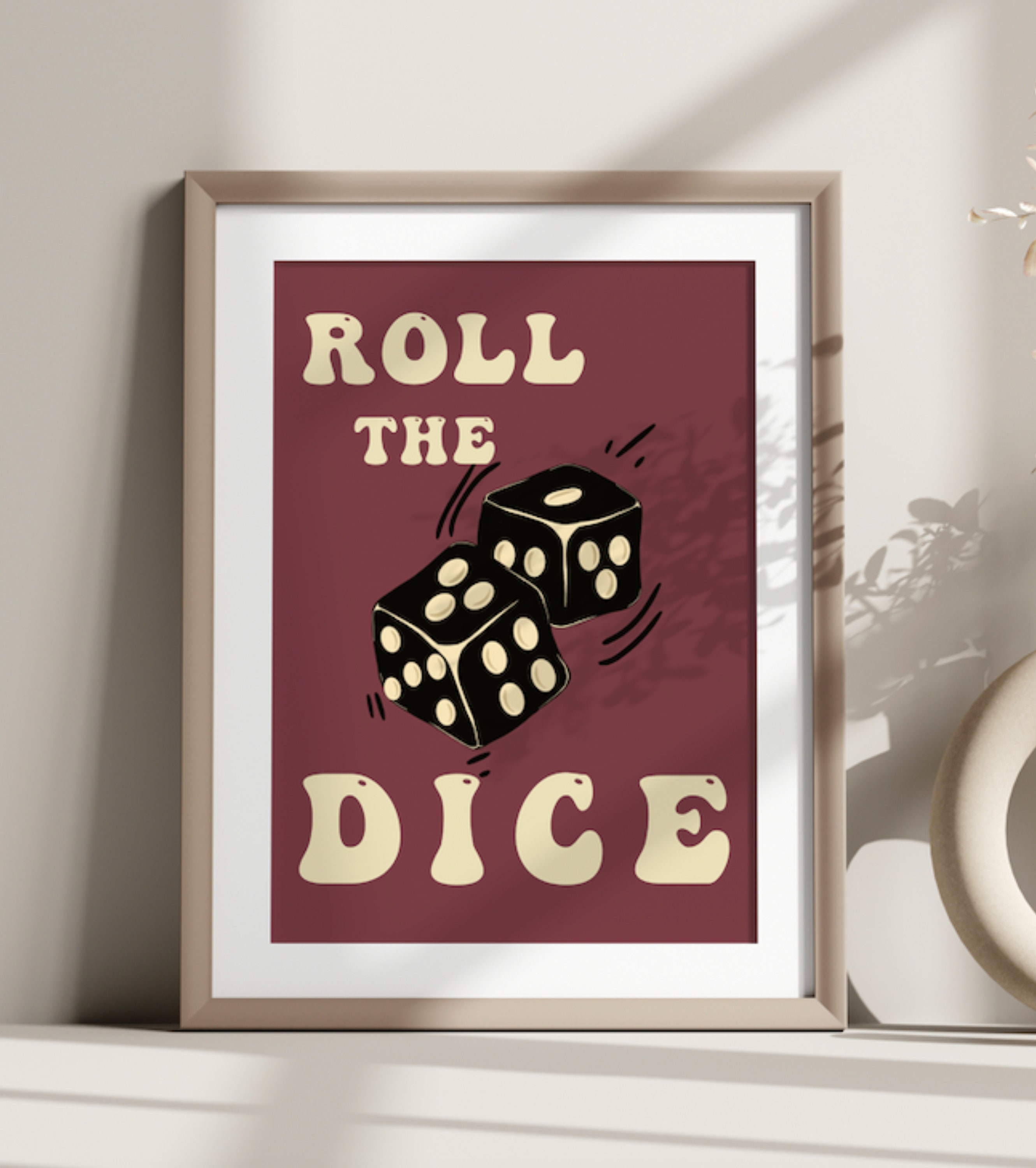 Roll the Dice Vintage Retro Inspired Art Print, Vintage Wall Decor ...