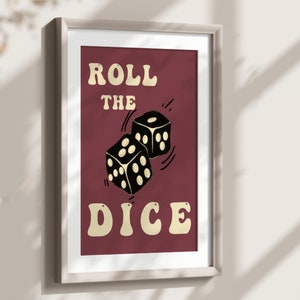 Roll the Dice Vintage Retro Inspired Art Print, Vintage Wall Decor ...