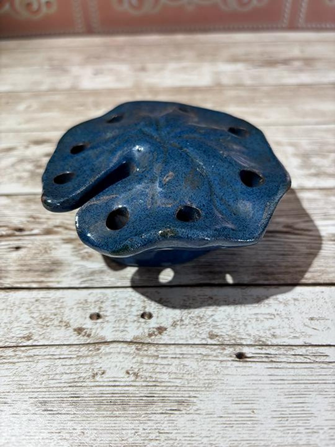 Vintage Lilypad Pottery Blue Flower Frog - Etsy