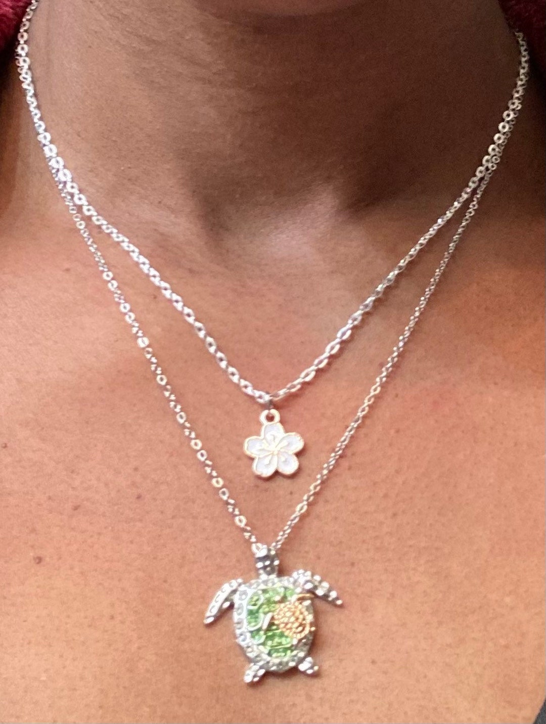 Turtle Necklace Layered Sea Turtle Necklace for Gift for - Etsy