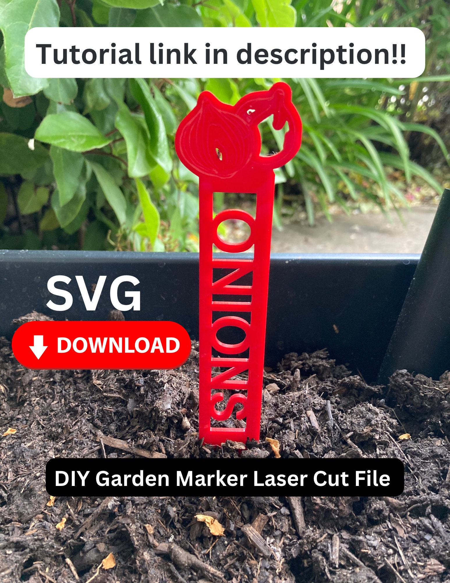 Garden Marker SVG Cutting File for Laser Engraver DIY Customization ...