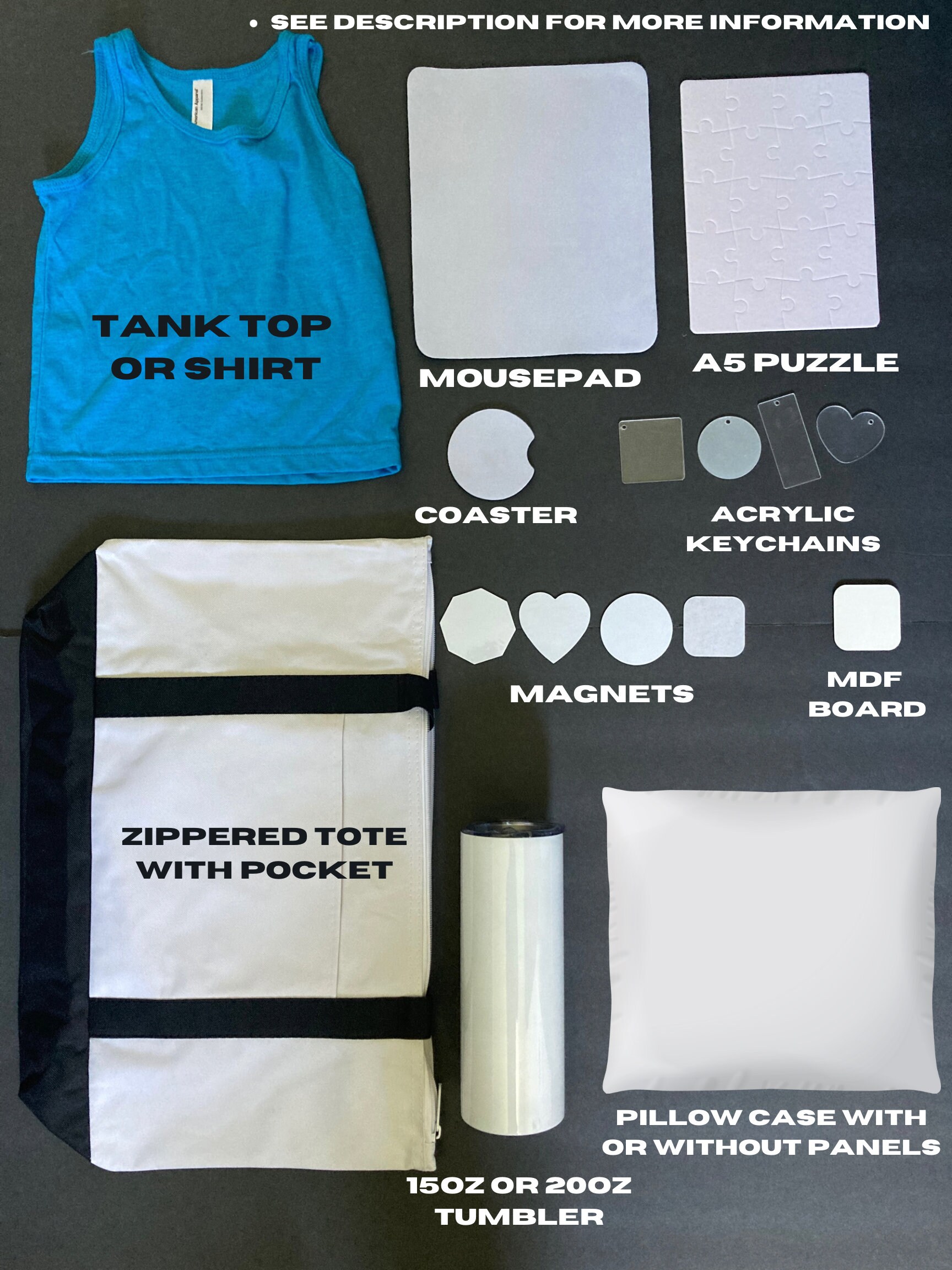 Sublimation Blanks Variety Pack Sublimation Blanks Starter Kit - Etsy