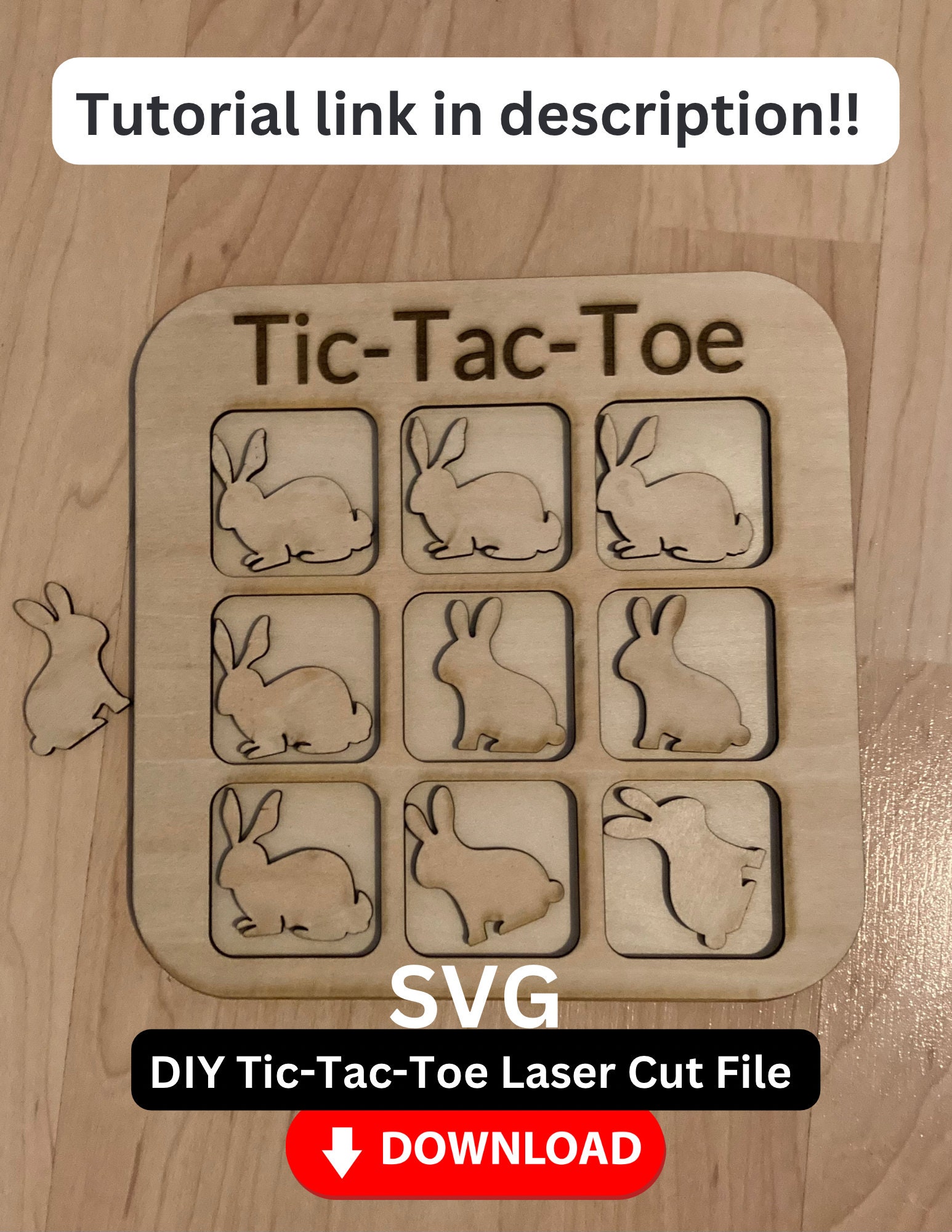 Tic-tac-toe SVG Cutting File for Laser Engraver for DIY Customization ...