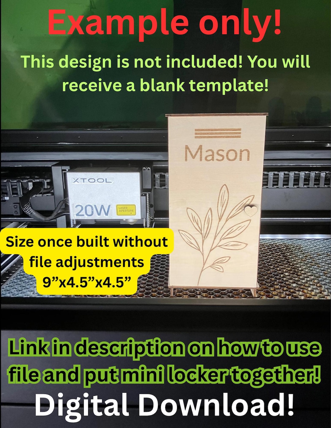 Mini Locker With Drawer Template DIY Mini Laser Cut Locker Template SVG ...