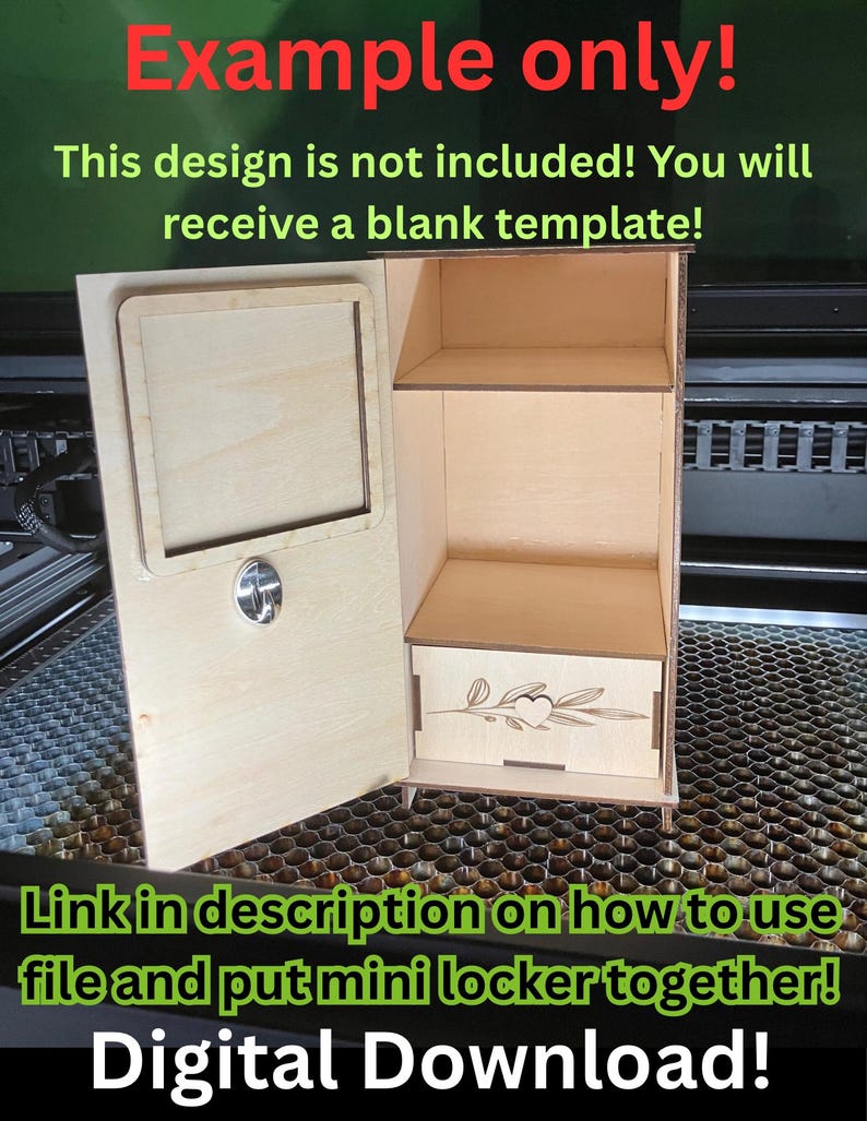 Mini Locker With Drawer Template DIY Mini Laser Cut Locker Template SVG ...