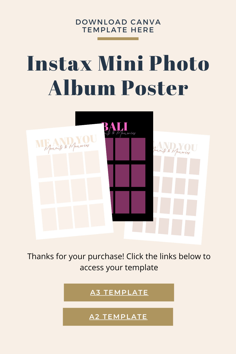 Editable Instax Mini Photo Frame for Photo Album Poster | Digital ...