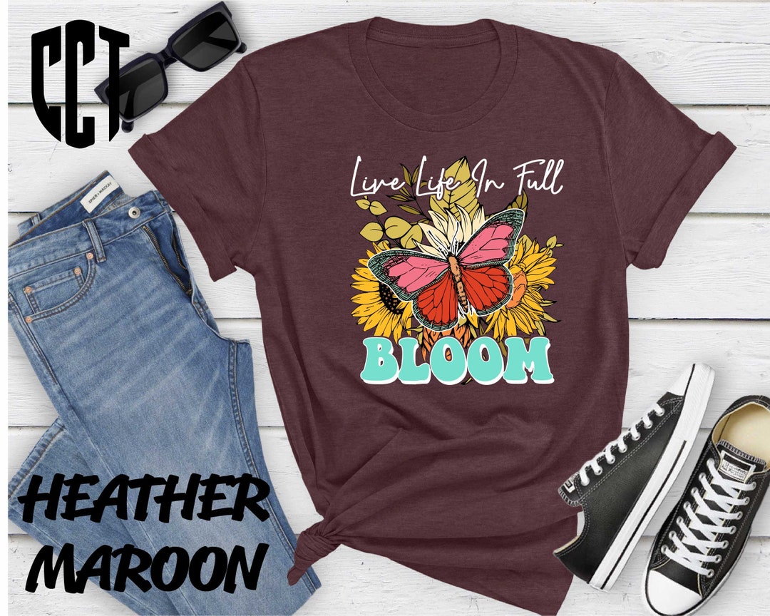 Live Life in Full Bloom Shirt, Sunflower Buterfly Sweatshirt, Plant Mom ...