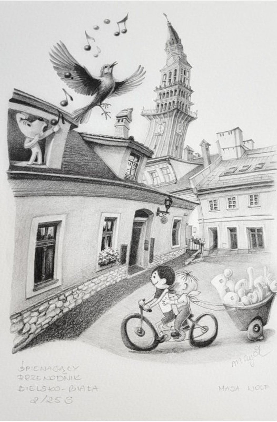 Giclee, Art Print on Paper of a Surreal Drawing With a Panorama of ...