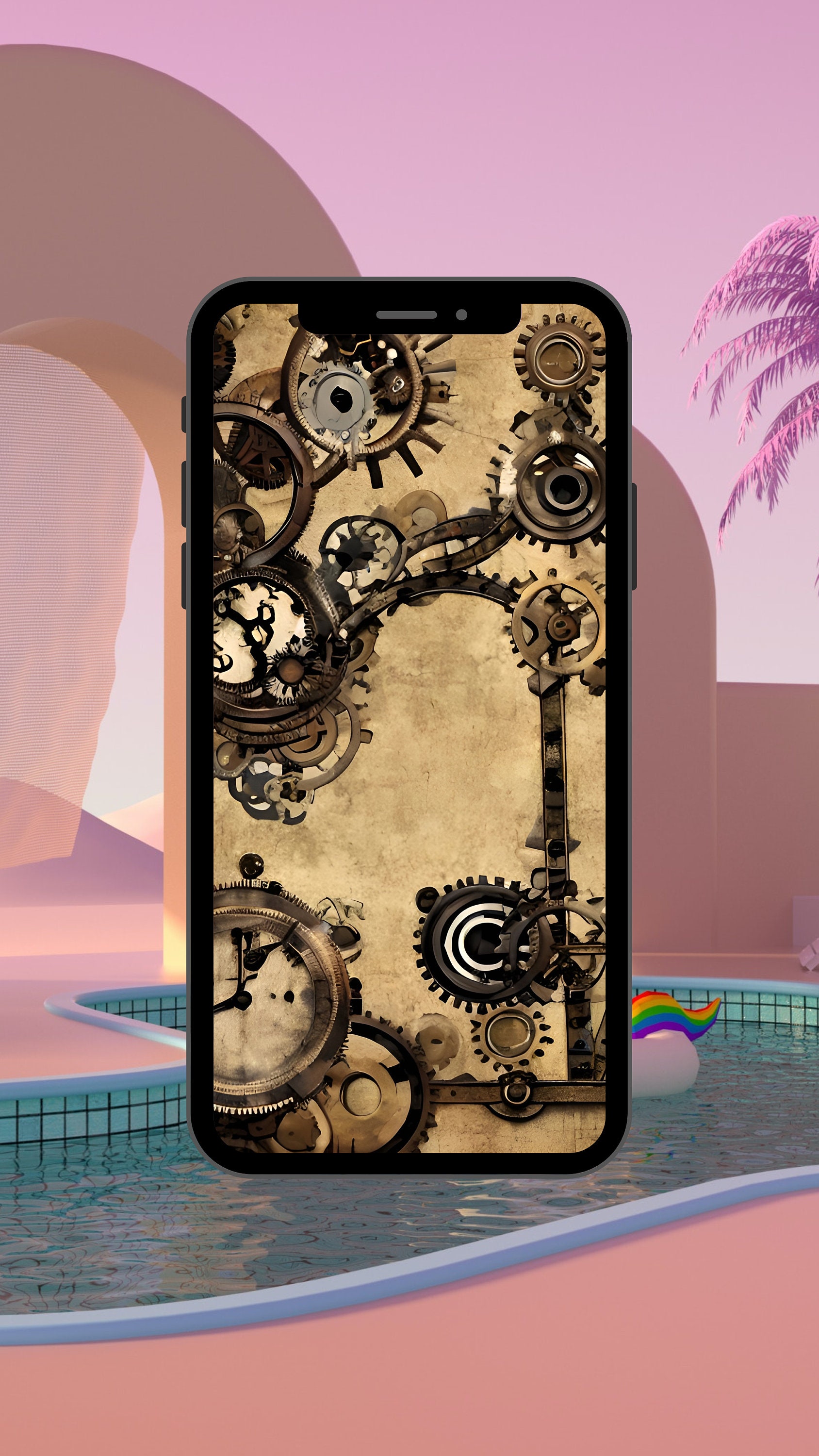 IPhone Wallpaper Steampunk Abstract Art Phone Lock Screen Mechanical ...