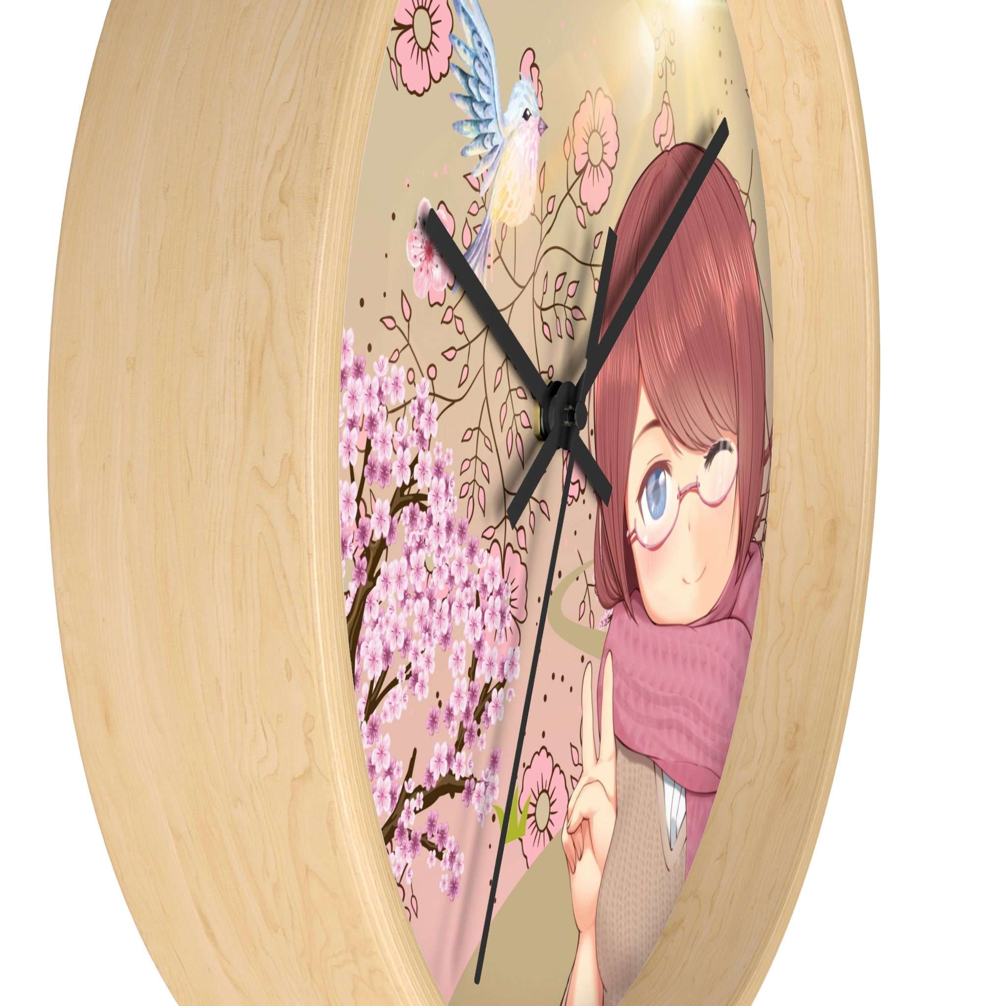 Anime Wall Clock Kawaii Sakura Wall Clock Wooden Wall Clock Cherry ...