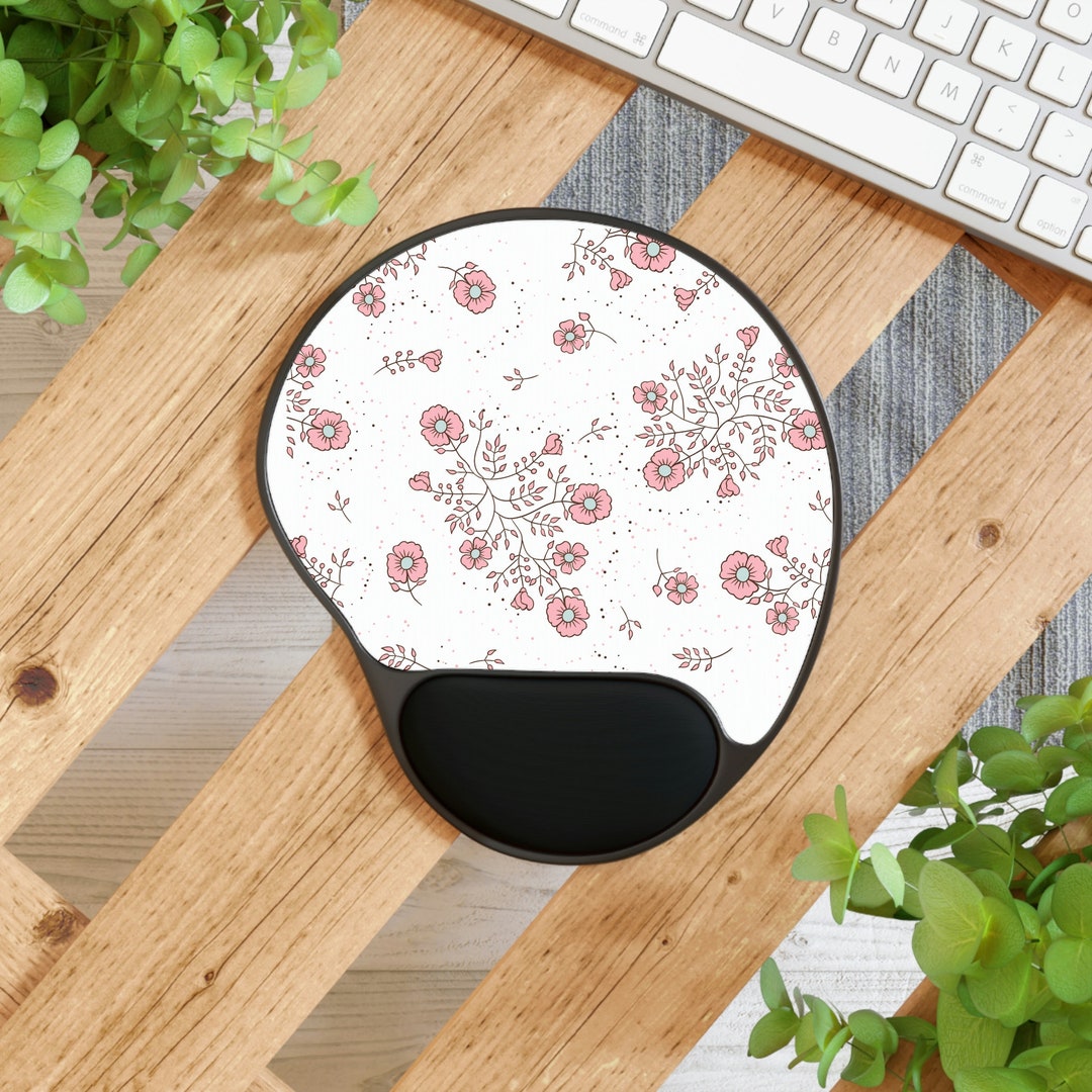 White Cherry Blossom Mouse Pad - Cute & Aesthetic Sakura Mousepad With ...