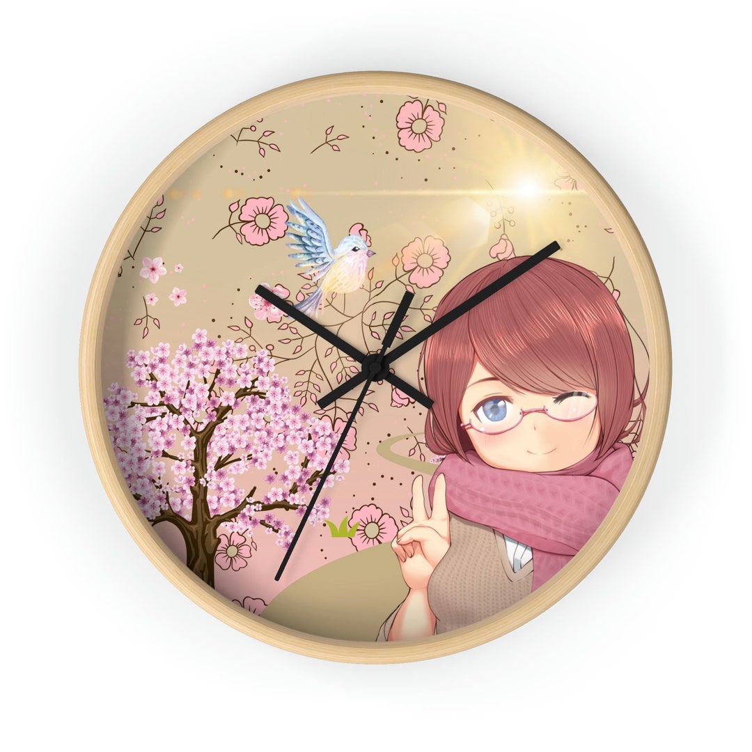 Anime Wall Clock Kawaii Sakura Wall Clock Wooden Wall Clock Cherry ...