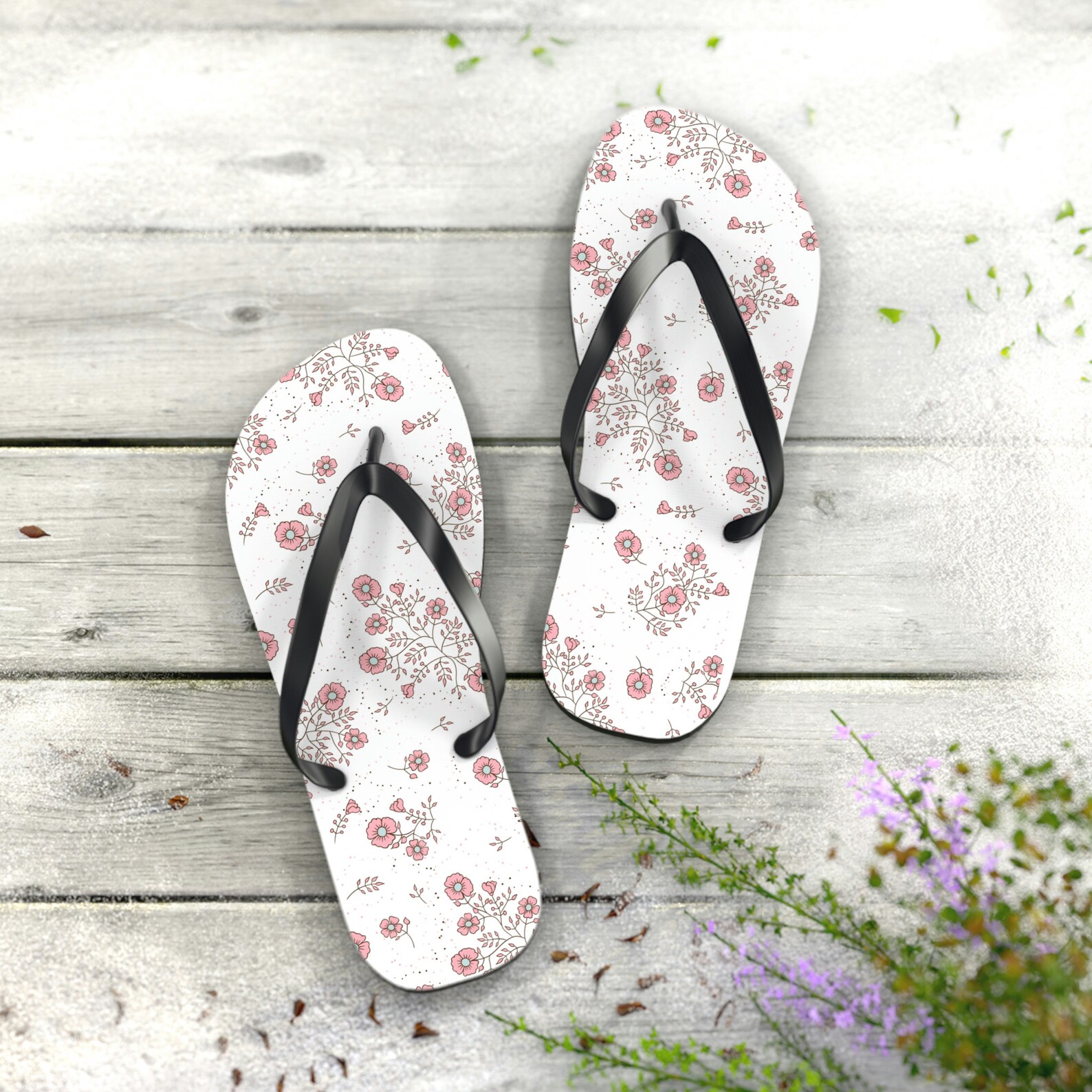 Sakura Flip Flops, Japanese Inspired Floral Sandals for Women, Sakura ...