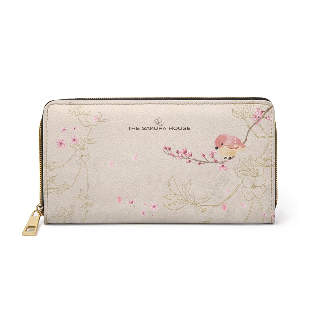 Zipper Wallet, Gold Sakura Branches, Pink Sakura Branch, Aesthetic ...