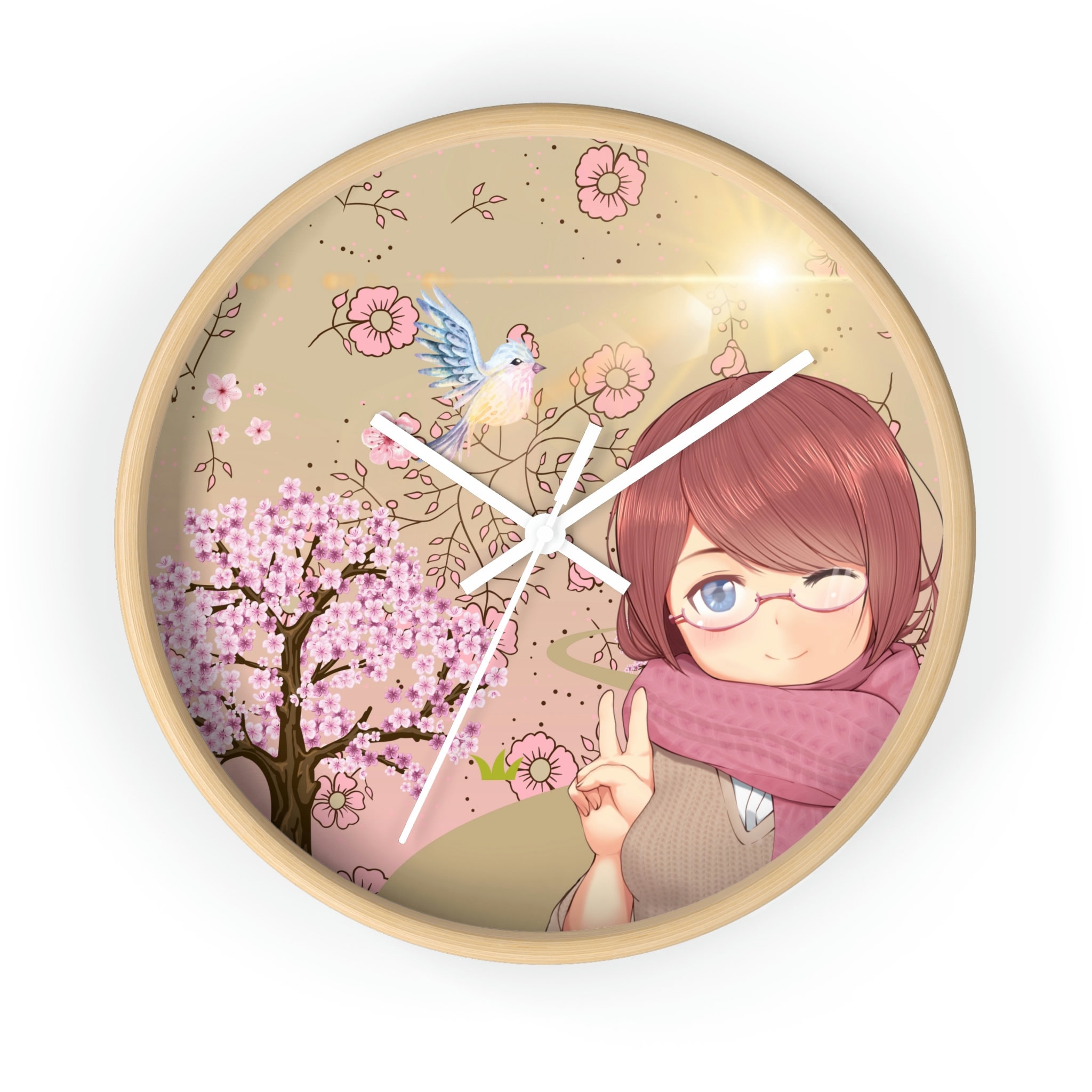 Anime Wall Clock Kawaii Sakura Wall Clock Wooden Wall Clock Cherry ...