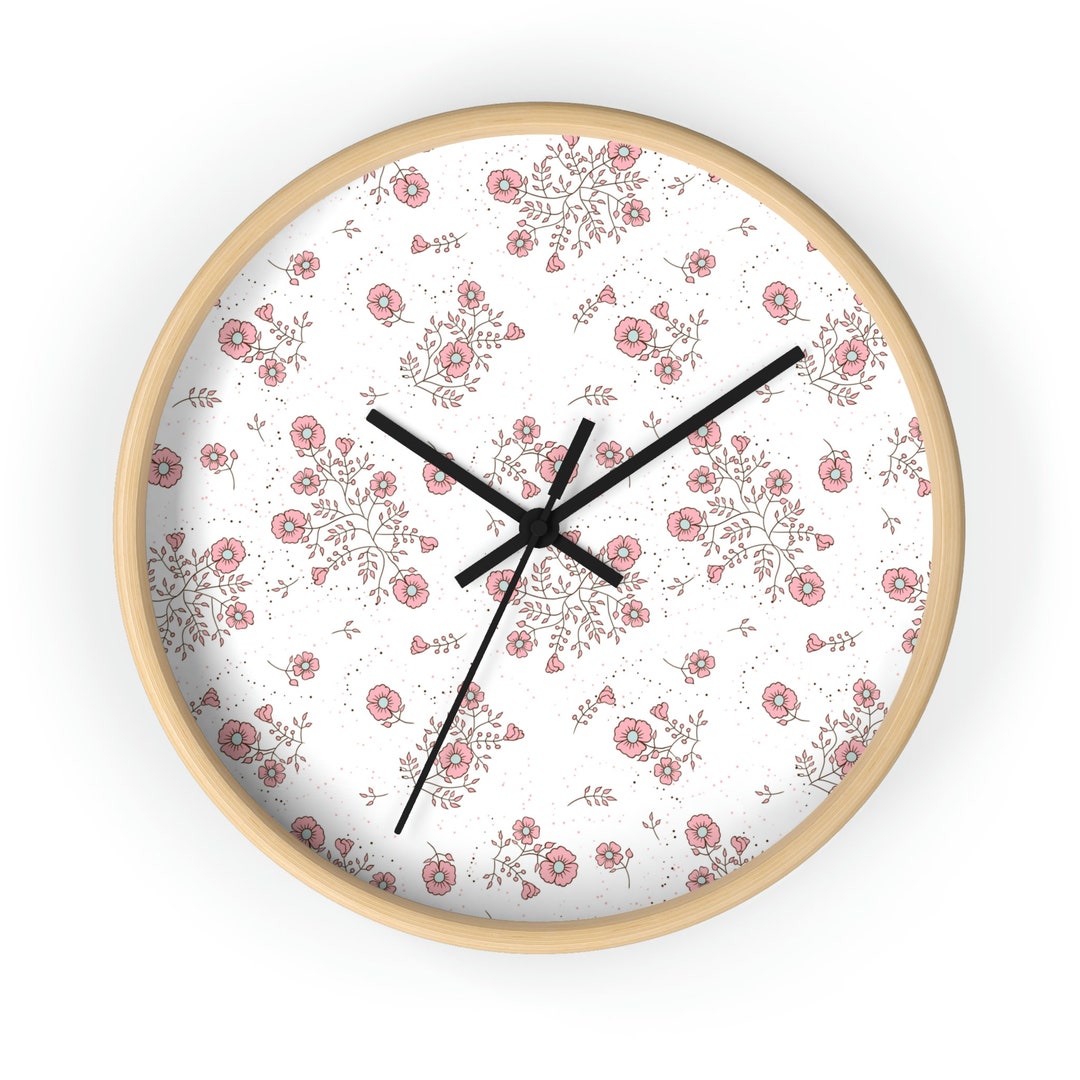 Sakura Wall Clock Wooden Wall Clock Cherry Blossom Wall Clock Pink Cute ...