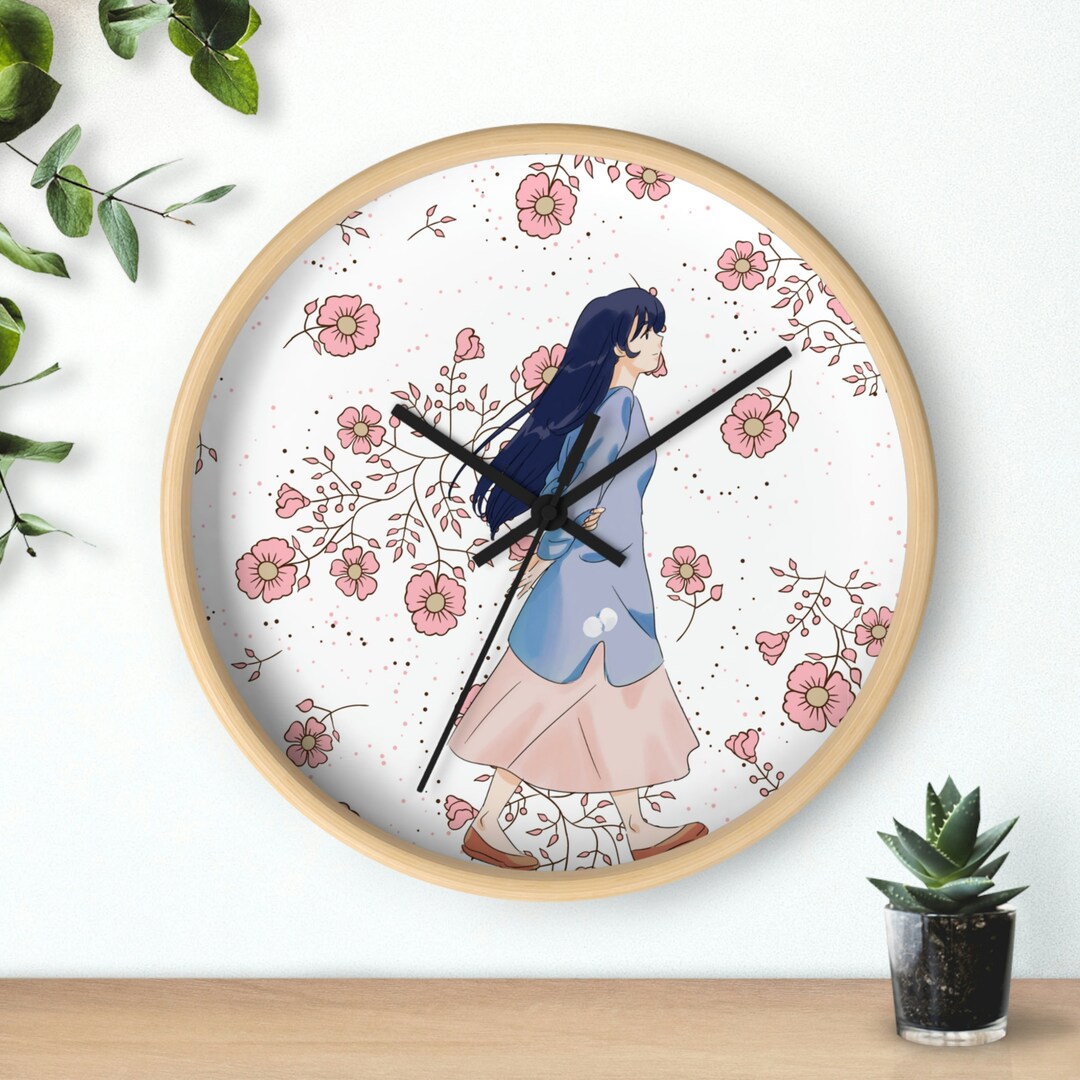 Anime Wall Clock Kawaii Sakura Wall Clock Wooden Wall Clock Cherry ...