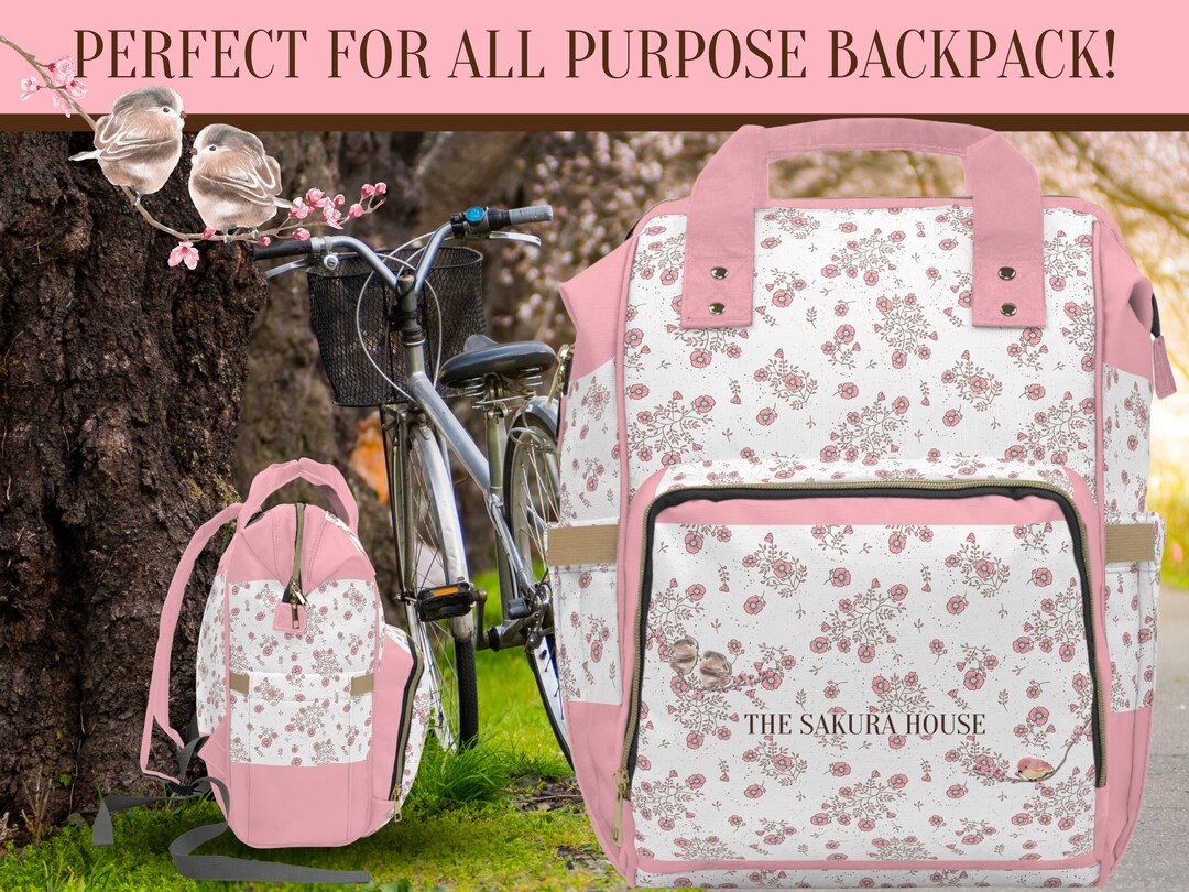 FLORAL BACKPACK, NYLON Bag, Cute School Backpack, Cherry Blossom Gift ...