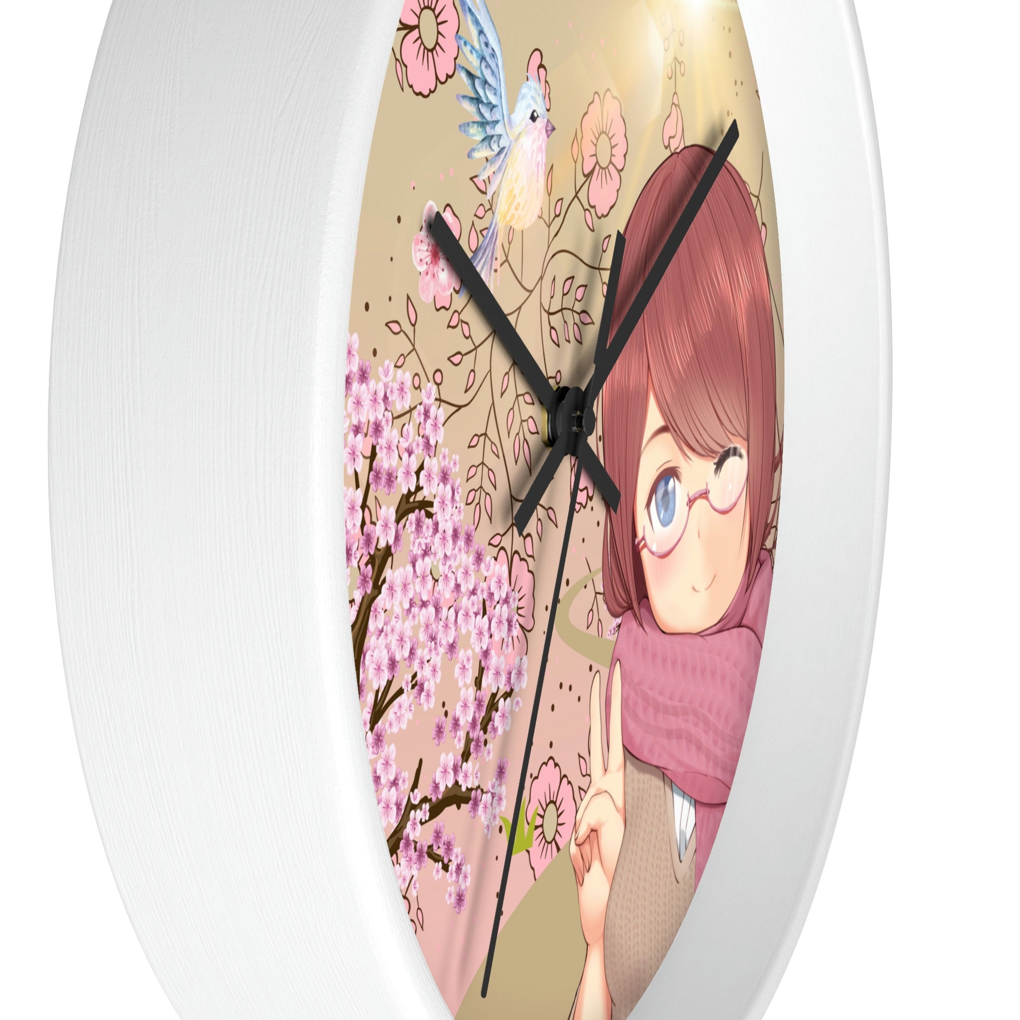Anime Wall Clock Kawaii Sakura Wall Clock Wooden Wall Clock Cherry ...