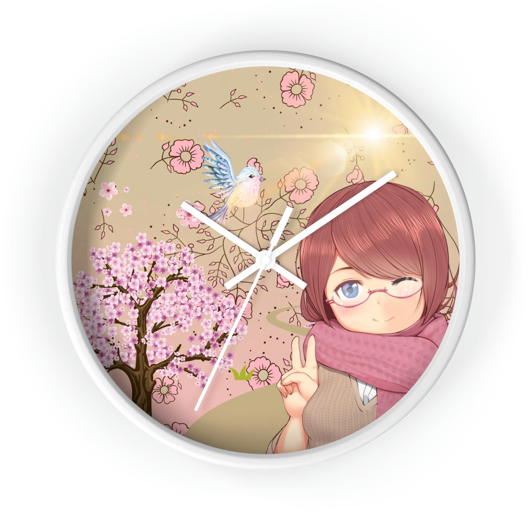 Anime Wall Clock Kawaii Sakura Wall Clock Wooden Wall Clock Cherry ...