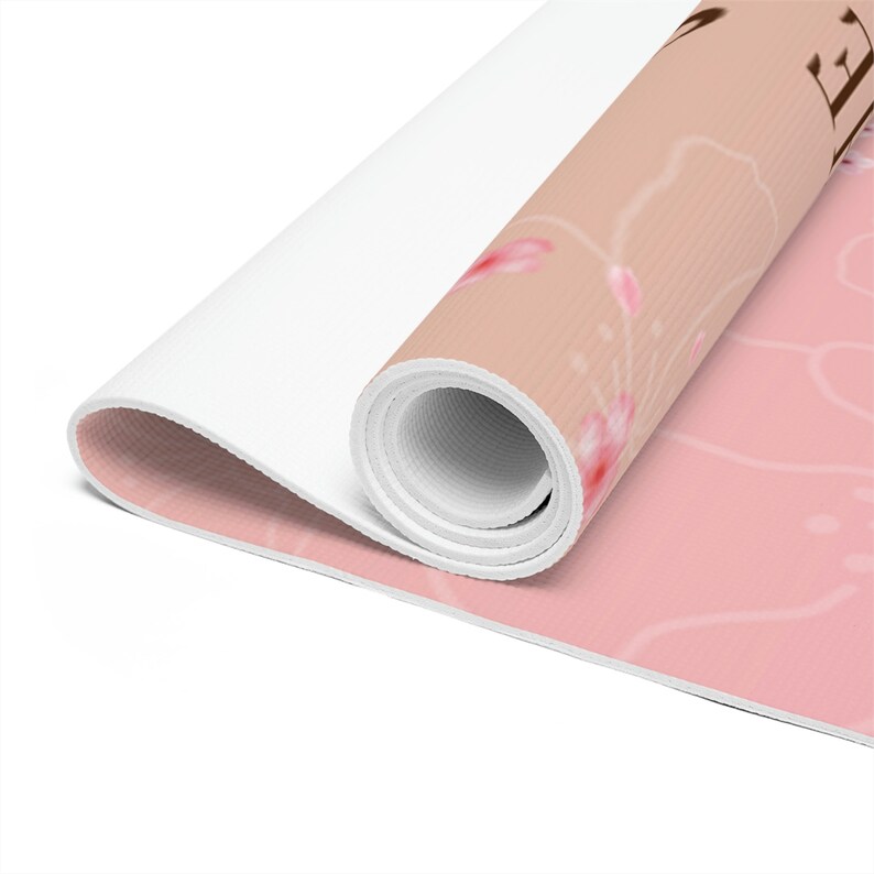 Girls Foam Yoga Mat Pink Cherry Blossom, Birds & Senecio, Lightweight ...