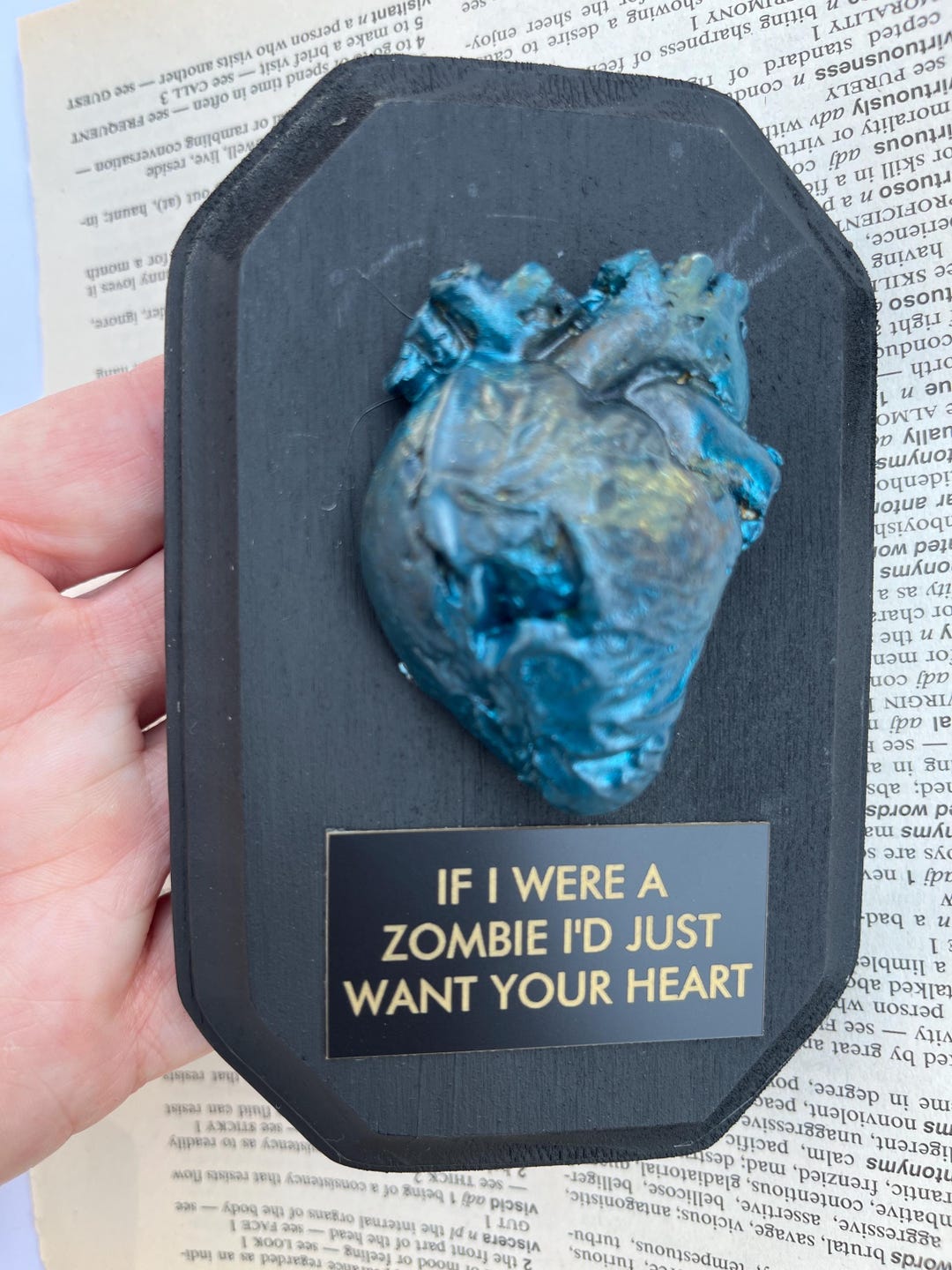 Zombie Halloween Horror Real Heart Trophy Teal Black Ceramic Heart Art ...