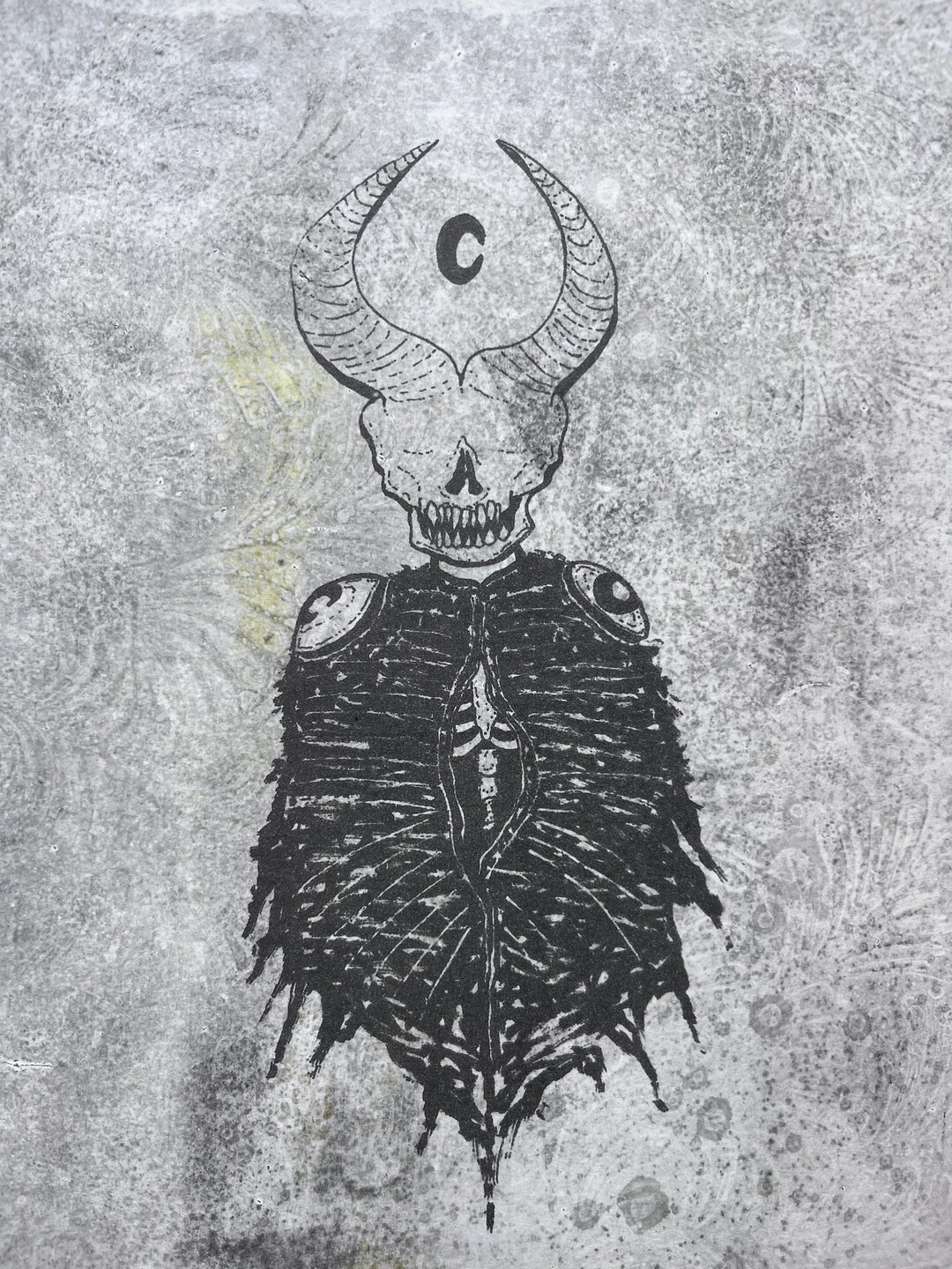 Demon Priest Cloaked Black Monster Demon Monoprint SALE | Mystery ...