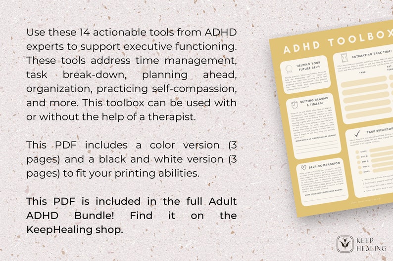 Adult ADHD Toolbox Printable PDF Adult ADHD Executive - Etsy