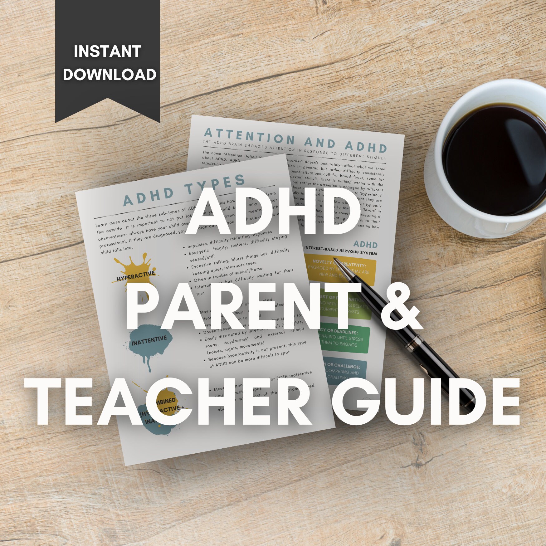 ADHD Parent & Teacher Guide Printable PDF Child ADHD Adhd Worksheet ...