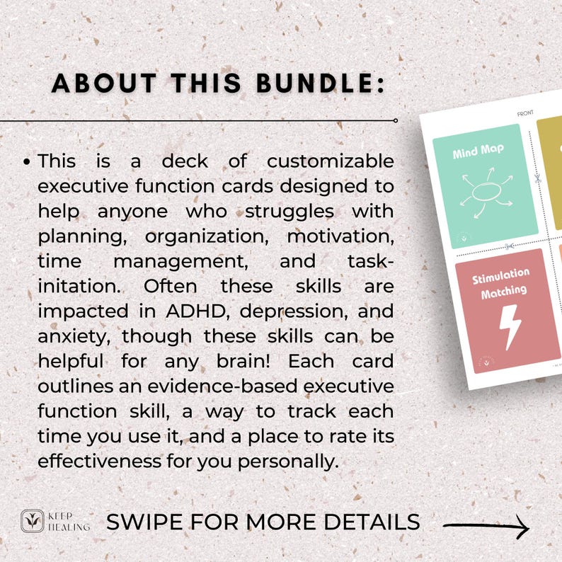 Executive Function & Motivation Cards PDF | ADHD Executive Functioning ...